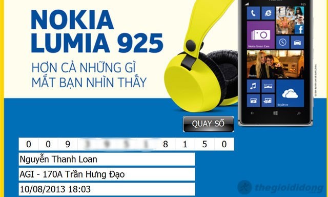 Danh sách khách hàng trúng thưởng Lumia 925