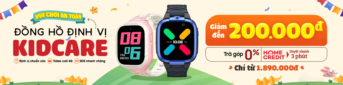 Đồng hồ thông minh định vị trẻ em Kidcare giá rẻ, trả góp 0% - 03/2024