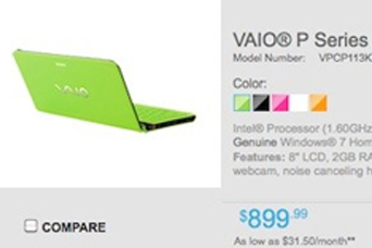 Sony Vaio P mới giá 899 USD