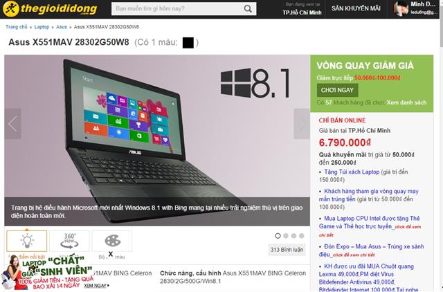 Cận cảnh Asus X551MAV chạy Windows 8.1 giá gần 6,8 triệu đồn