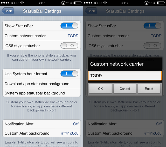 Tùy biến giao diện thanh StatusBar Android phong cách iOS