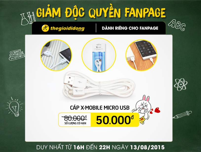 Cáp Xmobile USB giảm giá tại Fanpage Thế Giới Di Động