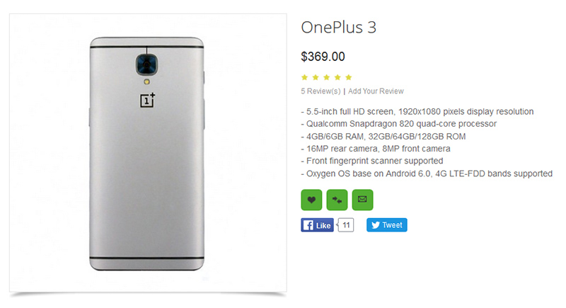 OnePlus 3 với Snapdragon 820, RAM 6 GB