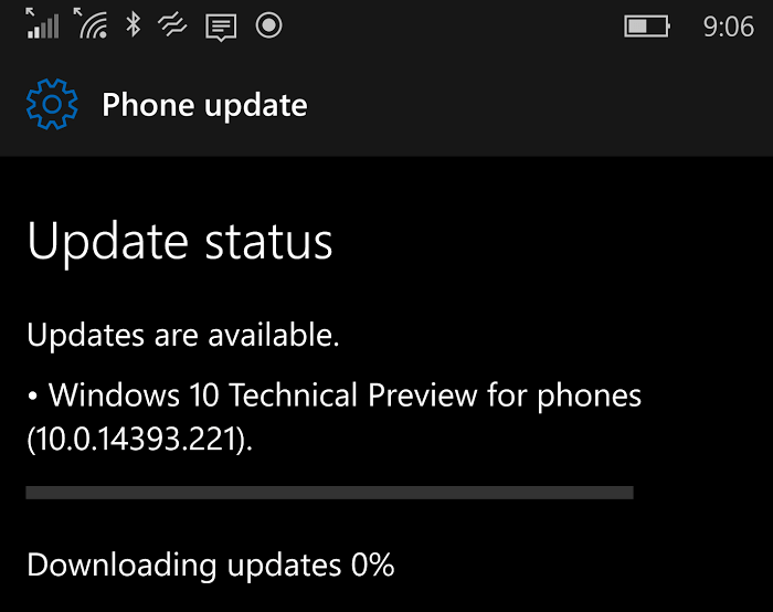 Windows 10 Mobile Update build 14393.221
