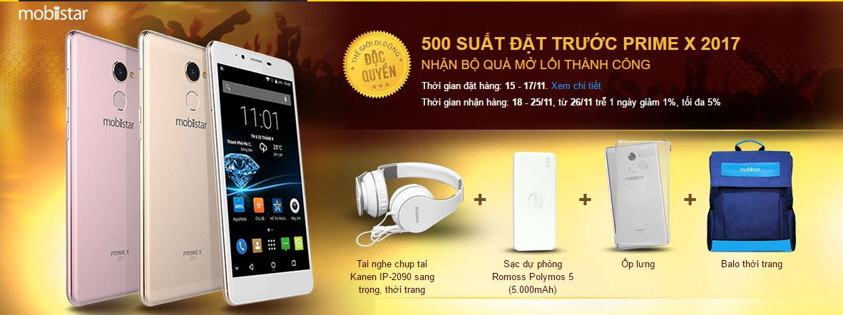 Prime X 2017 cho phép đặt hàng trước với nhiều quà tặng