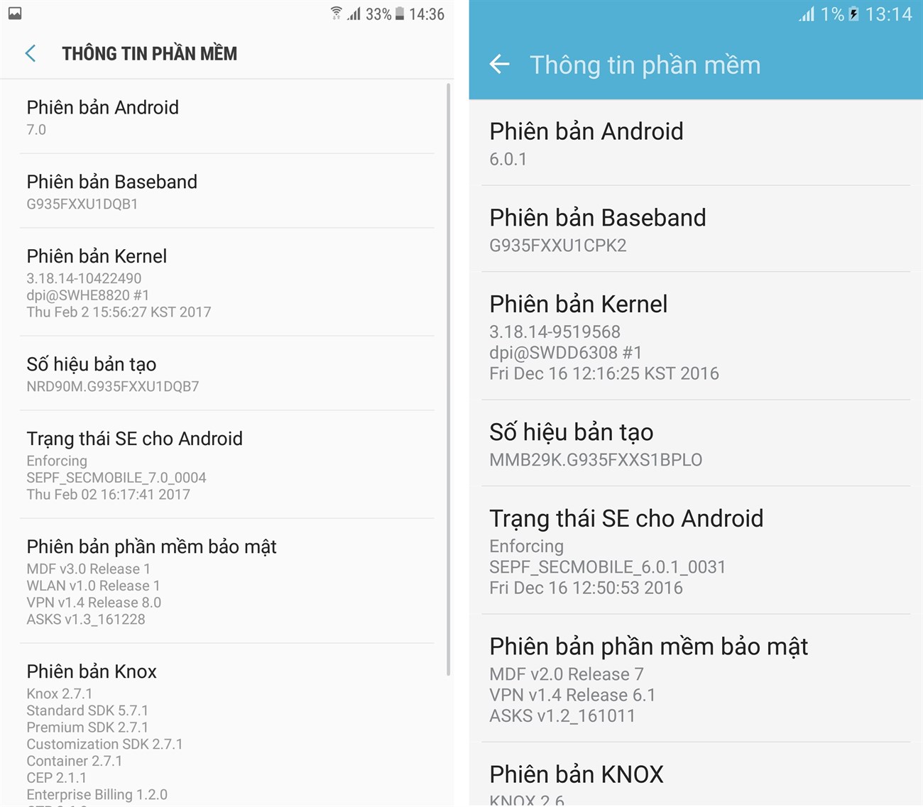 So sánh giao diện Android 6.0 và Android 7.0 trên Galaxy S7