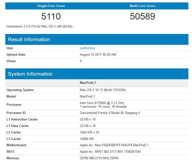 Apple Mac Pro lẫn iMac Pro lộ điểm hiệu năng trên Geekbench