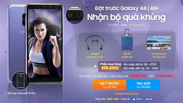 Galaxy A8 & A8+ 2018 chính thức cho đặt hàng trước tại TGDĐ