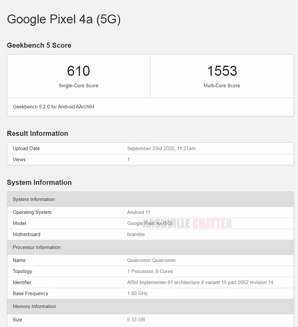 Pixel 4a 5G với chip Snapdragon 765G lộ điểm sức mạnh trên Geekbench