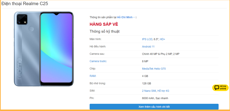 Realme C25 giá rẻ sắp mở bán tại VN: Chip chuyên game, pin 6.000mAh