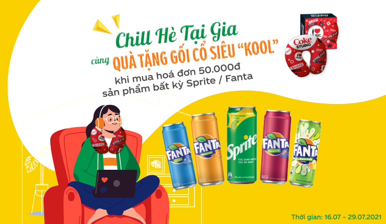 Hóa đơn 50k sản phẩm Sprite hoặc Fanta được tặng gối cổ cực đáng yêu
