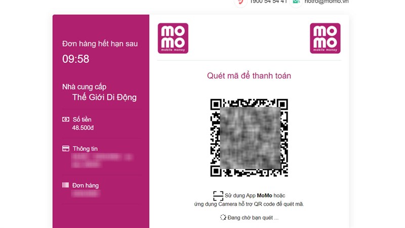 Cách thanh toán bằng mã QR online qua MoMo, VNPAY tại Thế Giới Di Động