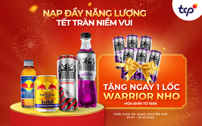 Tặng 1 lốc Warrior nho lon 325ML với mỗi hóa đơn 150K sản phẩm Redbull ...