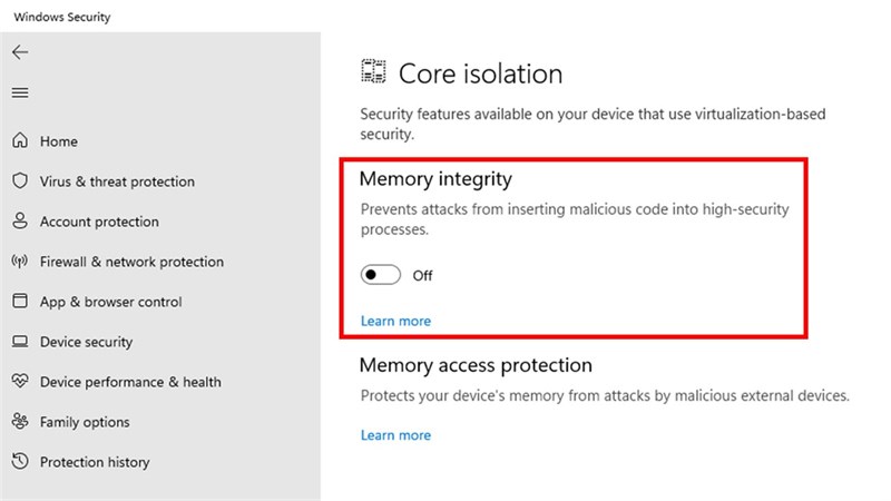 Hướng dẫn cách bật Memory Integrity trên Windows 11 để ngăn các mã độc