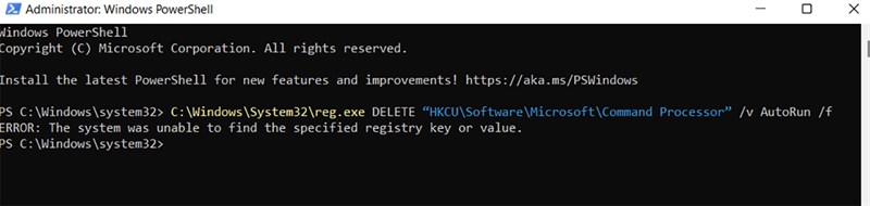 Cách sửa lỗi Process exited with Code 1 của cmd trên Windows 11