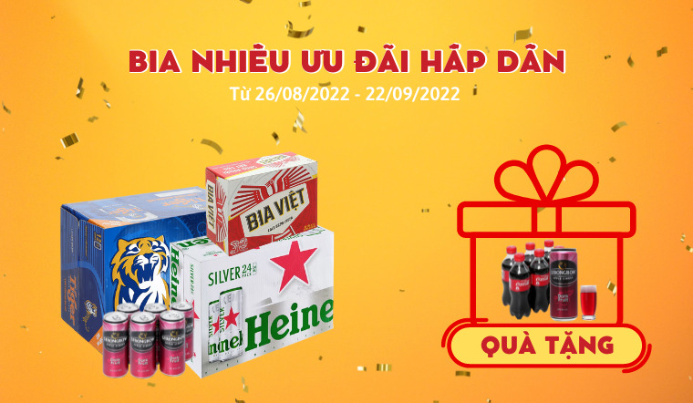 Từ 26/08 - 22/09/2022, mua bia nhận nhiều ưu đãi hấp dẫn