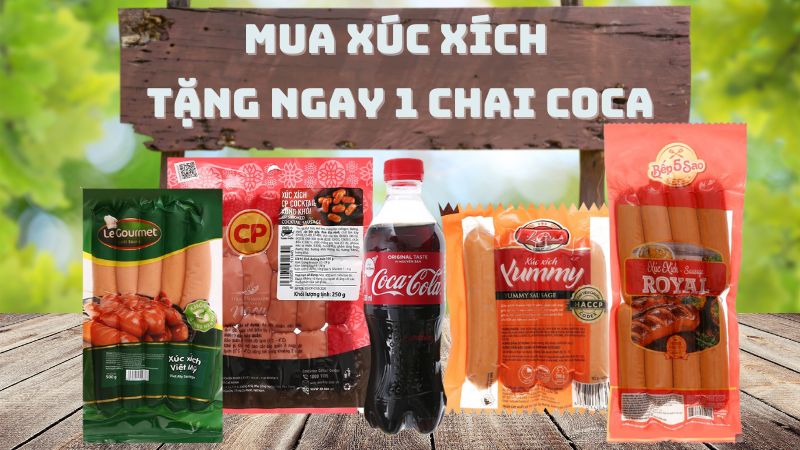 Từ 23/09 - 06/10/2022, mua xúc xích tặng ngay 1 lon coca tại Bách hóa XANH