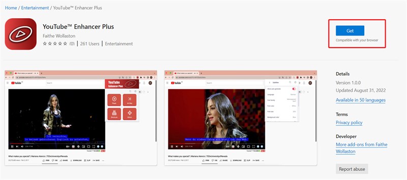 Cách sử dụng YouTube™ Enhancer Plus xem video tuyệt hơn trên Edge