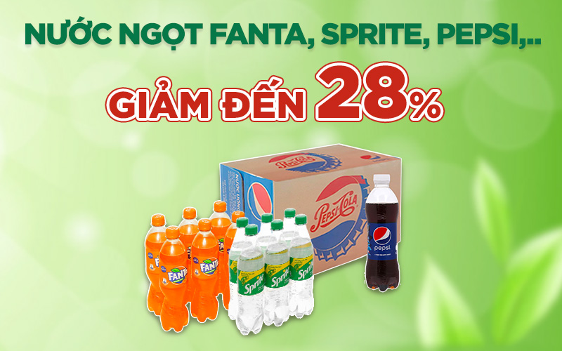 Từ 21/10 - 03/11/2022, nước ngọt Fanta, Sprite, Pepsi giảm đến 28%
