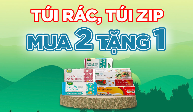 Từ 02/12 -14/12/2022, túi rác, túi zip mua 2 tặng 1 cùng loại