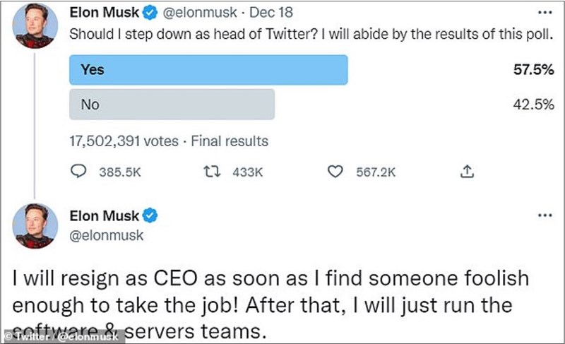 Elon Musk đồng ý từ chức CEO Twitter, nhưng với một điều kiện
