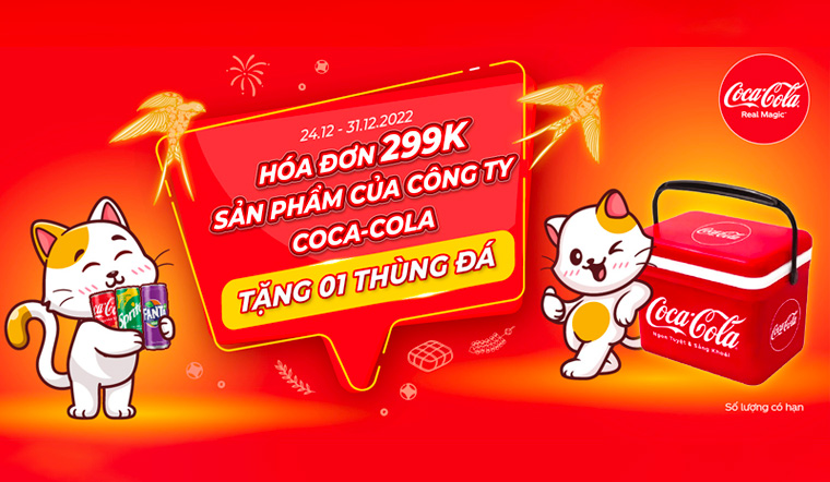 Hoá đơn 299k sản phẩm của COCA COLA tặng 1 thùng đá