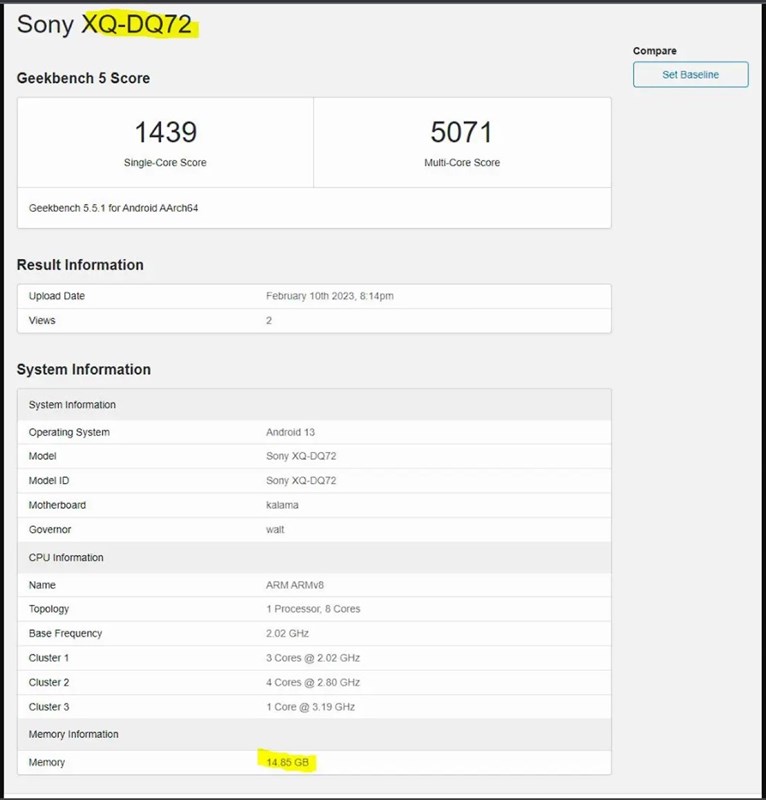 Sony Xperia 1 V bị lộ điểm hiệu năng Geekbench với RAM cực khủng