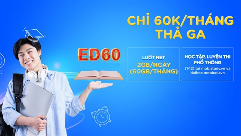 Cách đăng ký gói ED60 MobiFone nhận 60GB data mỗi tháng, bạn xem ngay