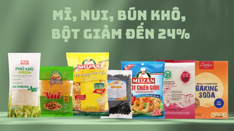 Từ 5/4 - 30/4/2023, mì, nui, bún khô, bột giảm đến 24%
