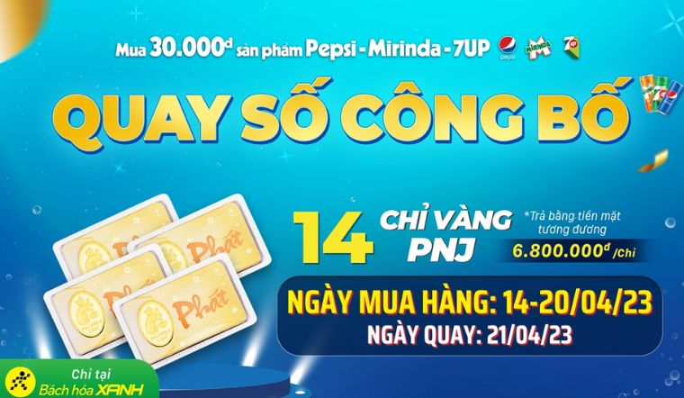 Kết quả quay số trúng thưởng ngày 21/04 khi mua sản phẩm của Pepsi
