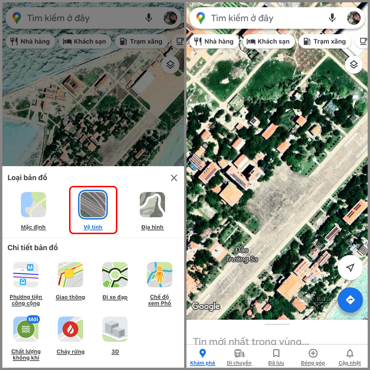 Cách xem bản đồ vệ tinh trên Google Maps chân thực đến từng chi tiết