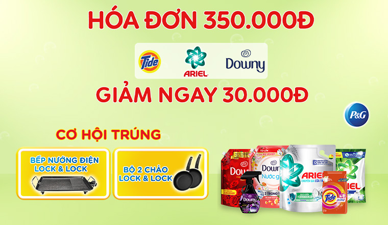 Mua sản phẩm Ariel, Downy, Tide có cơ hội quay số trúng quà Lock & Lock ...