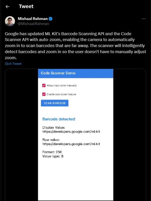 Điện thoại Android giờ sẽ tự động phóng to để quét mã QR ở xa