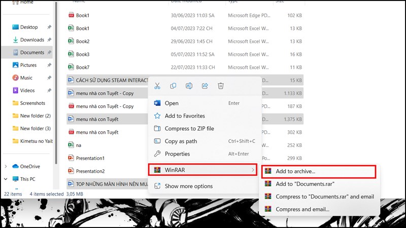 Cách nén nhiều tập tin file Word bằng WinRAR giúp bạn tiết kiệm bộ nhớ