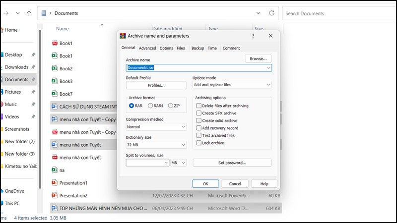 Cách nén nhiều tập tin file Word bằng WinRAR giúp bạn tiết kiệm bộ nhớ