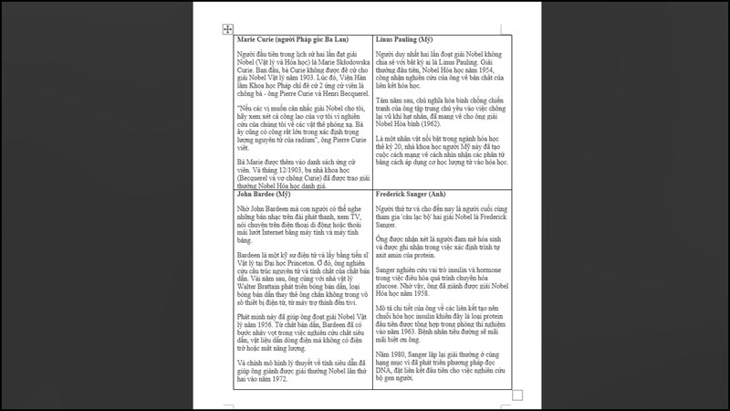 Cách chia bố cục trang Word thành 4 phần siêu nhanh mà bạn chưa biết