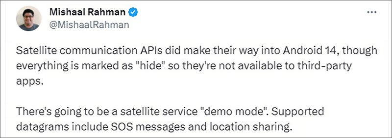 Android 14 mở ra kỷ nguyên mới với liên lạc vô tuyến thông qua vệ tinh
