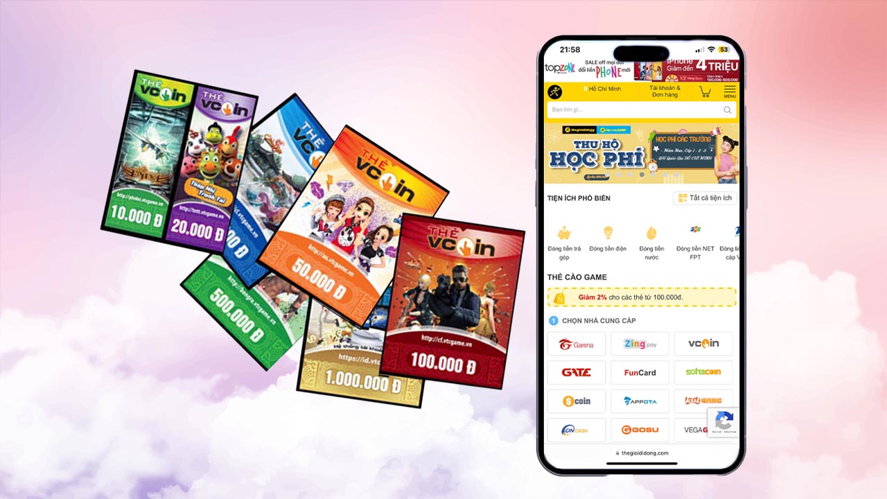 Cách mua thẻ game Garena, Zing, Vcoin,... online nhanh và tiện lợi