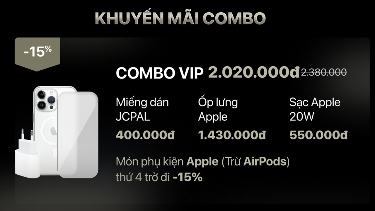 Combo VIP cho Apple Fan khi mua phụ kiện iPhone 15: Giảm ngay 15%