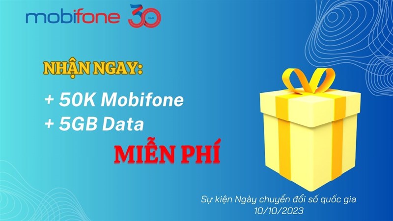Hướng dẫn cách nhận tiền Mobifone 50.000 đồng và 5GB data miễn phí
