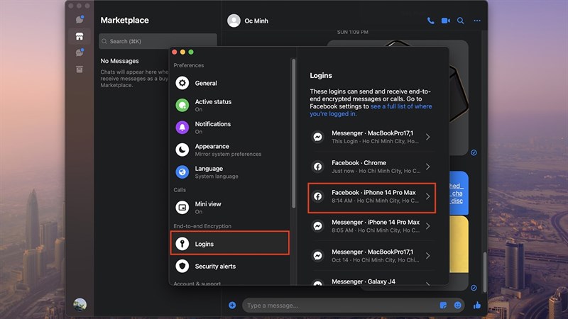 Cách xem lại lịch sử đăng nhập Messenger trên MacBook trong tích tắc