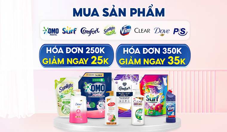 Từ ngày 21/01 - 29/02/2024, mua sản phẩm Unilever nhận ưu đãi giảm đến 35K