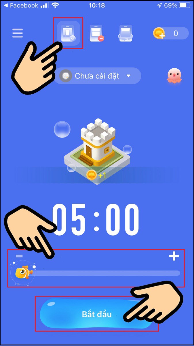 Cách dùng app Nox Ocean để tập trung học, xây nhà dưới biển