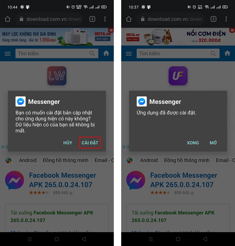 Cách tải Messenger phiên bản cũ cho điện thoại Android, iPhone