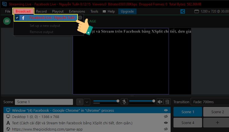 Cách cài đặt và Stream trên Facebook bằng XSplit chi tiết, đơn giản
