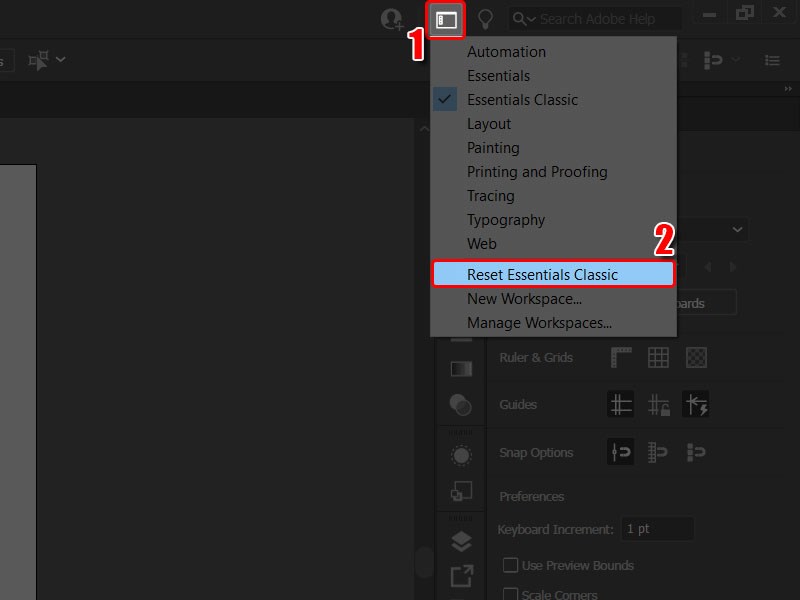 Cách khôi phục, reset Adobe Illustrator (AI) về mặc định
