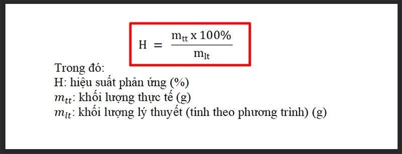 Công thức tính hiệu suất trong hóa học - Bí quyết tính toán hiệu suất ...