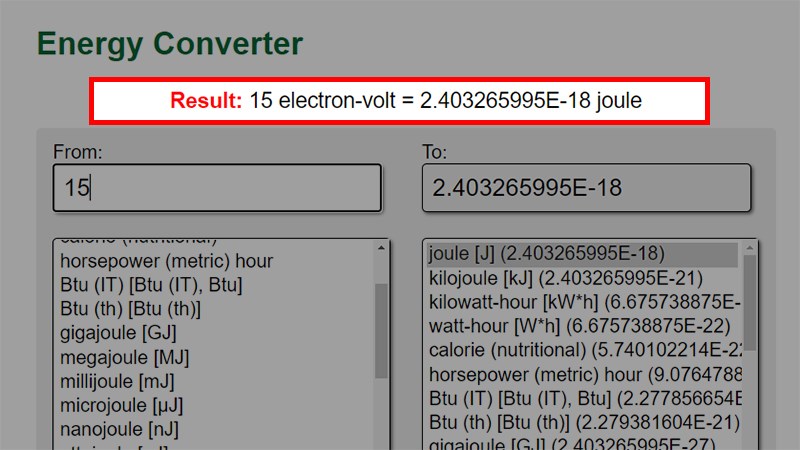 Đơn vị electron volt (eV) là gì? 1eV bằng bao nhiêu jun, kWh, cal