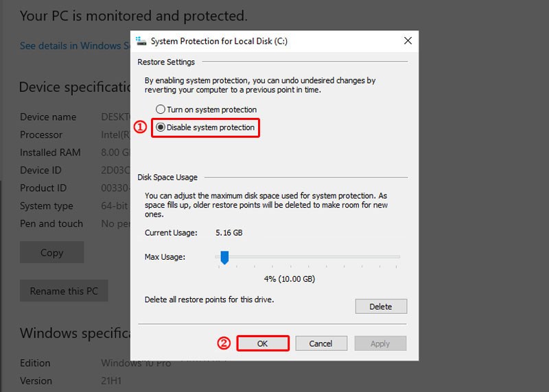 System protection là gì? Có nên tắt tính năng này trên Windows