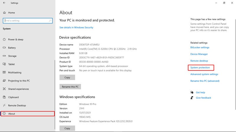 System protection là gì? Có nên tắt tính năng này trên Windows